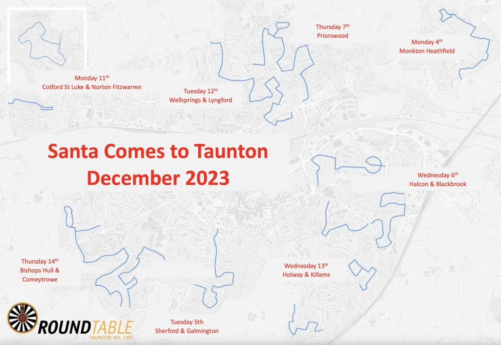 Santa comes to Taunton in December 2023 - Taunton Round Table
